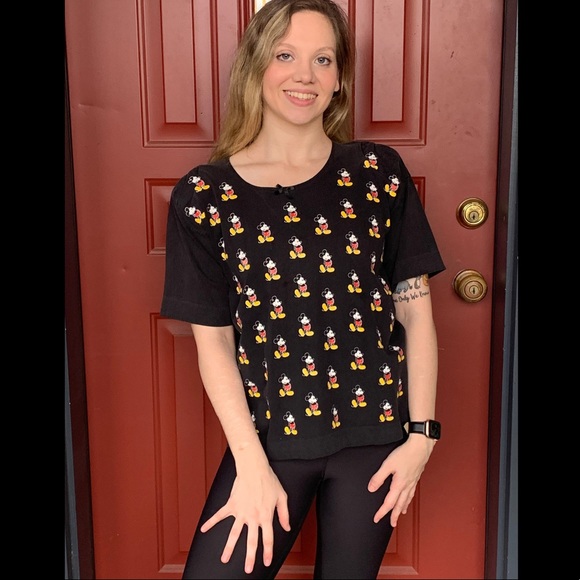 Vintage | Tops | 98s Vintage Mickey Mouse Shirt By Nancy Heller Black ...